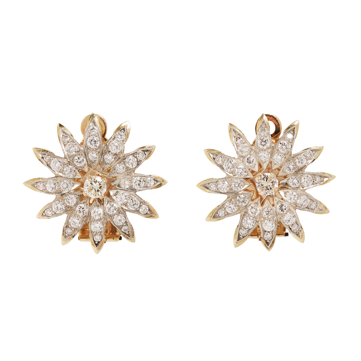 Large Gold Diamond Flower Earrings | 2.85 carats– Gleim the Jeweler