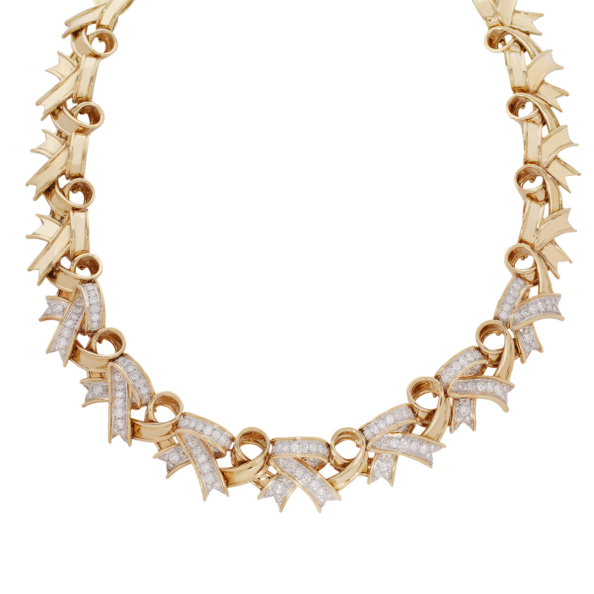 Tiffany & Co. 18K Gold & Platinum Diamond Ribbons Necklace– Gleim the ...